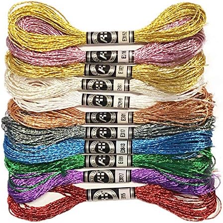 Redsea 11 Skeins Glitter Embroidery Floss Cross Stitch Thread Metallic ...