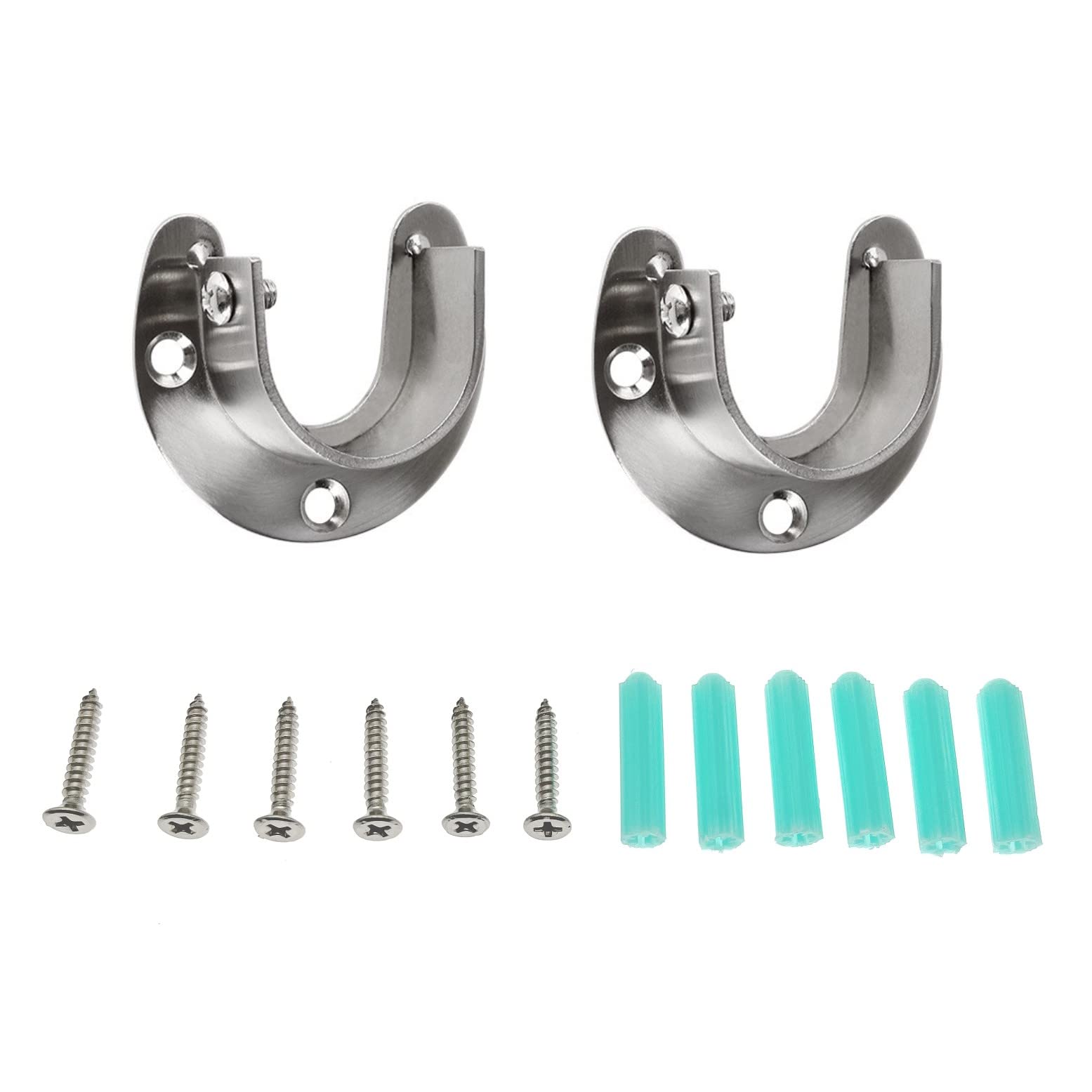 JZK 2x Stainless Steel wardrobe pole brackets for 25mm pole, flange ...