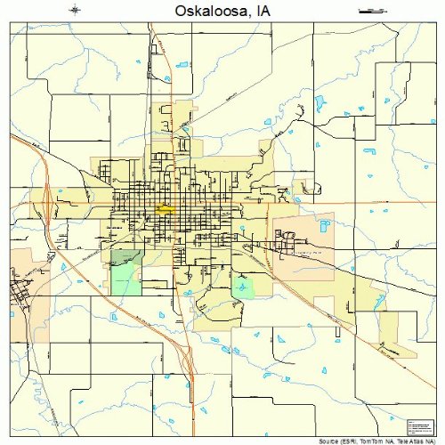 Large Street & Road Map of Oskaloosa, Iowa IA - Printed poster size ...