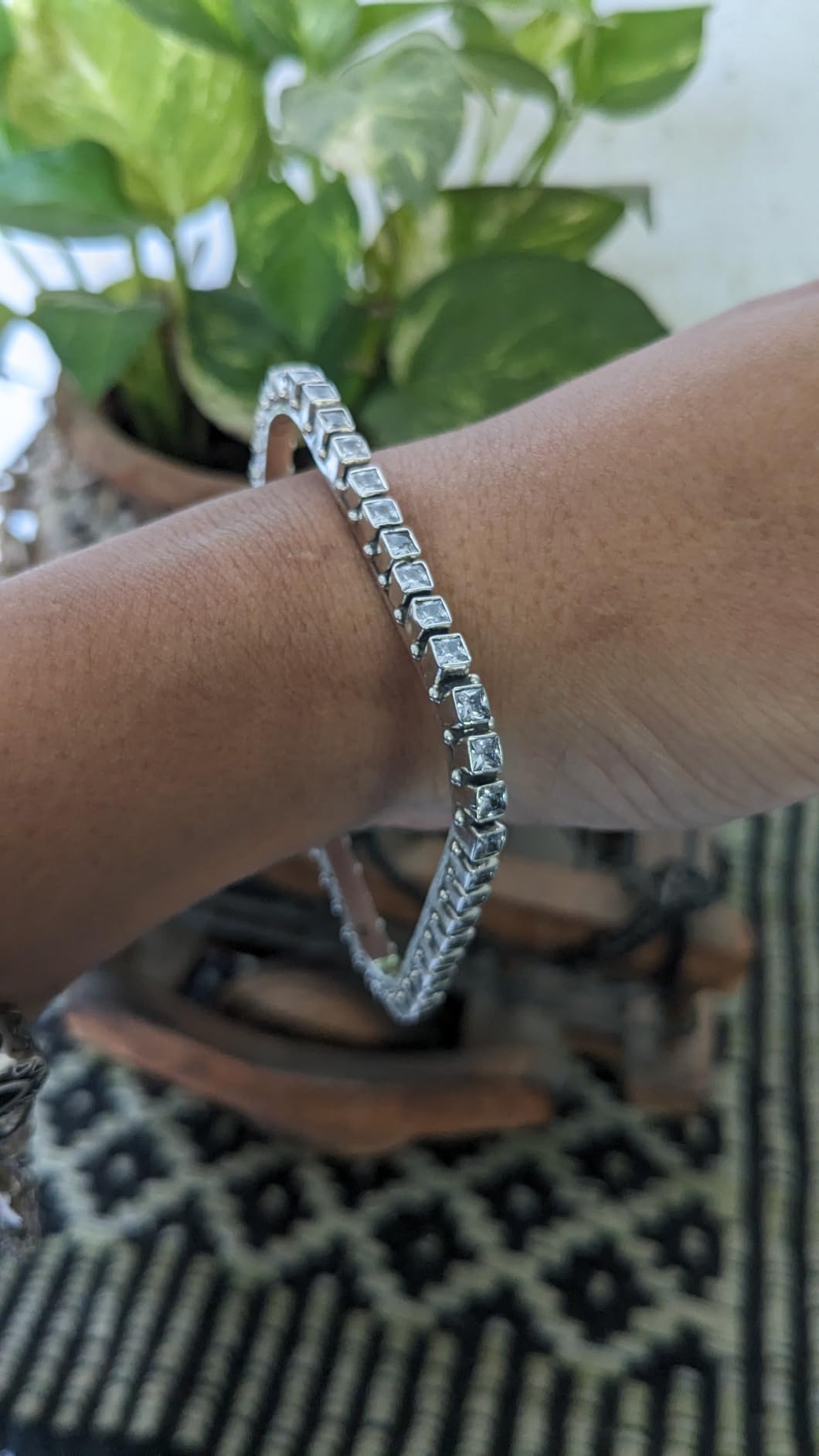 Buy Shyle 925 Sterling Silver Zircon Bangle/Bracelet, Essence ...