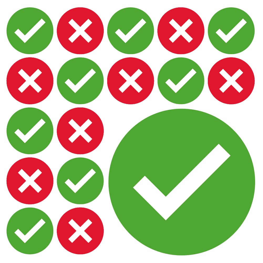 900 Mini Tick And Cross Marking Stickers 10mm For Children, Teachers ...