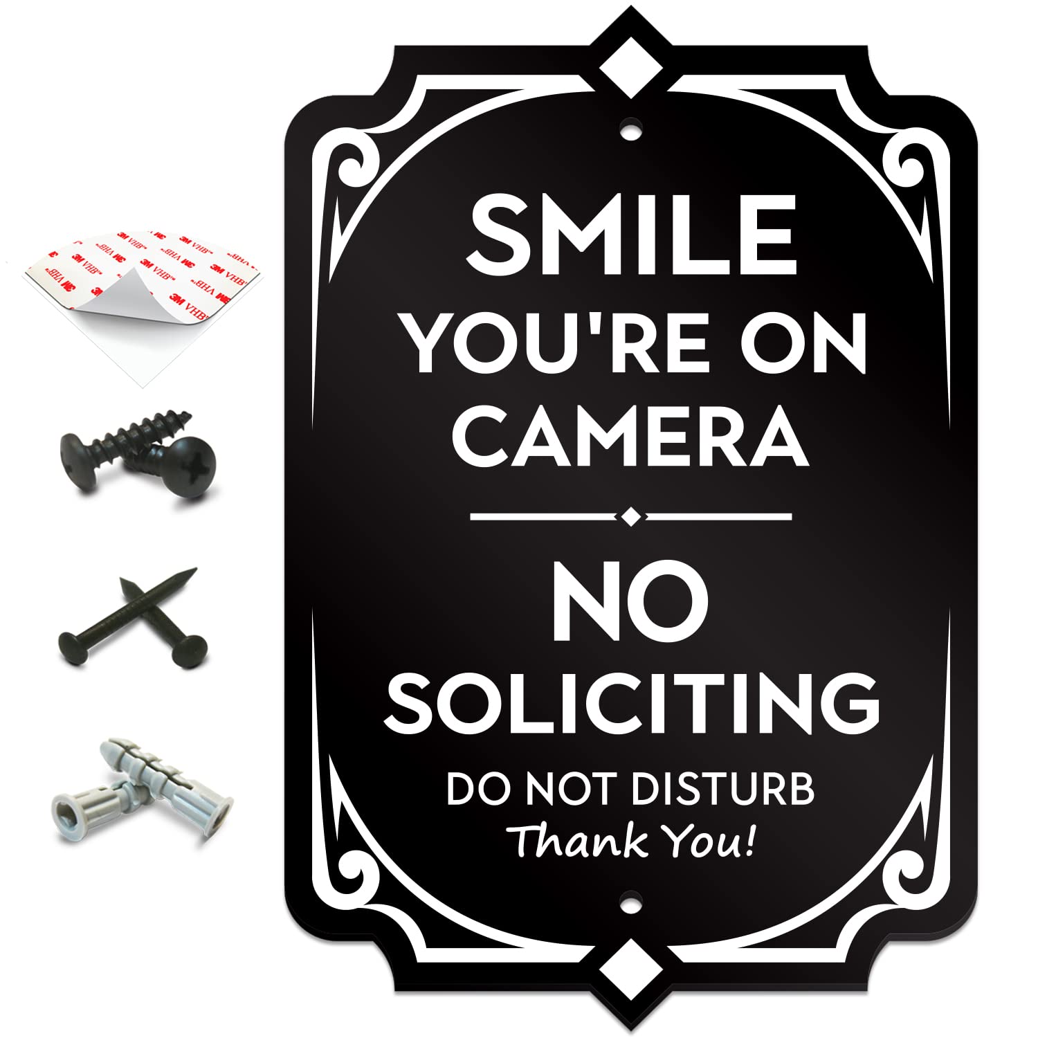 Amazon.com : SignSeries Smile You’re on Camera - No Soliciting, Door ...