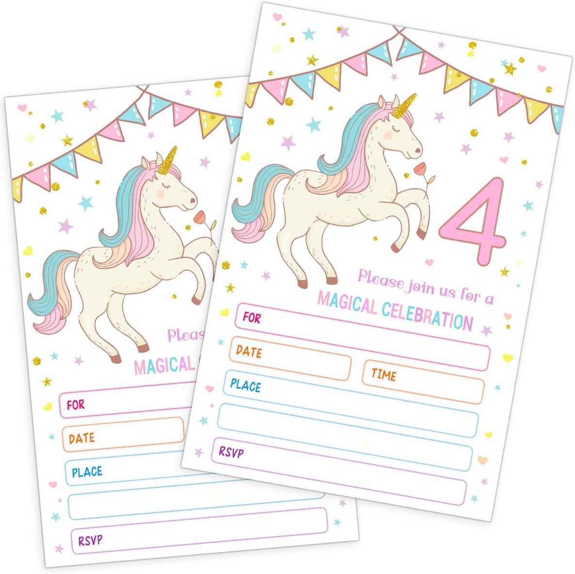 Amazon.com : Ymyfdyj Magical Unicorn Birthday Party Invitations ...