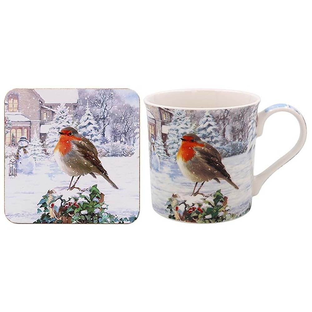 Lesser & Pavey Macneil Christmas Robins Mug and Coaster Set - Gift Idea ...