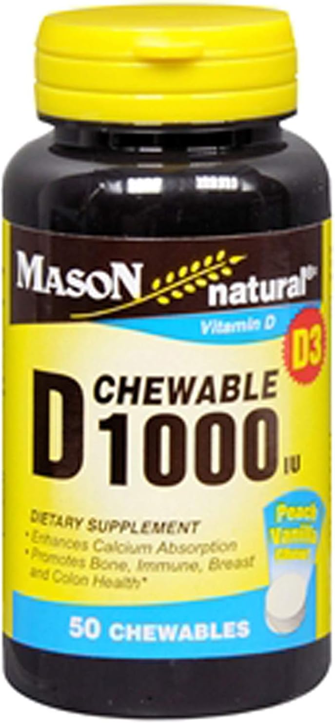 Amazon.com: Mason Natural Vitamin D3 1000iu Chewable Tablets, Peach ...