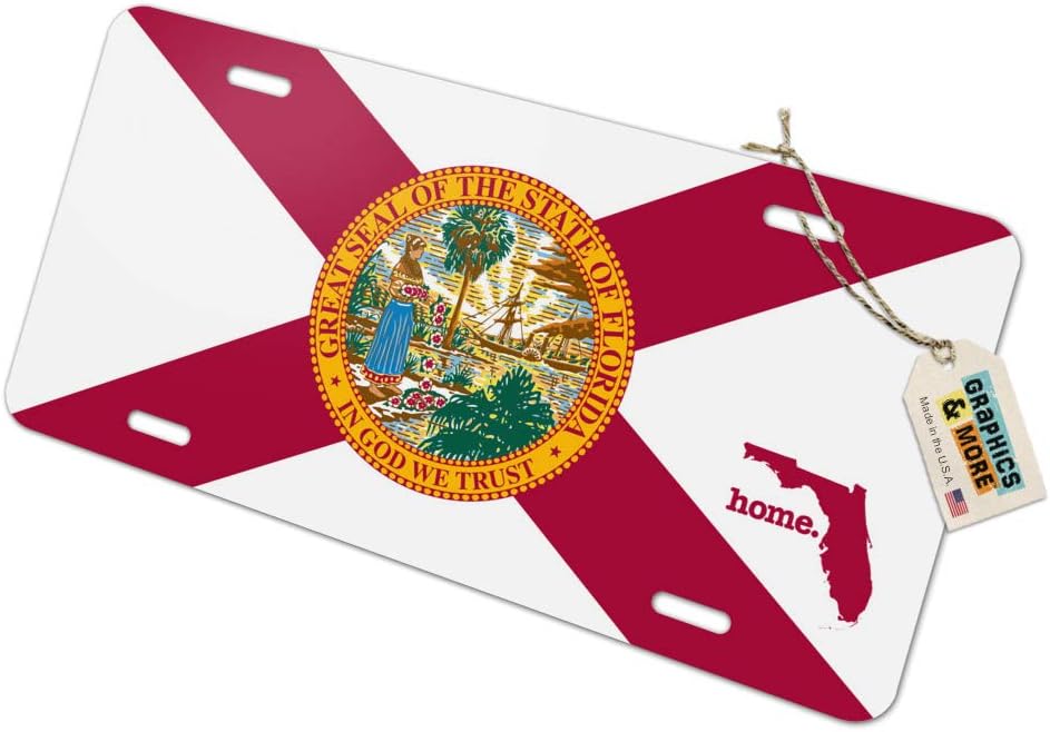 Amazon.com: Laser US Flag & Diamond Etched Florida FL State Car Tag ...