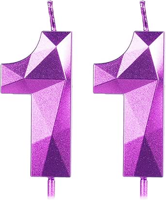 Amazon.com: Yiran Number 11 Candles,11th Birthday Candles,Purple Happy ...