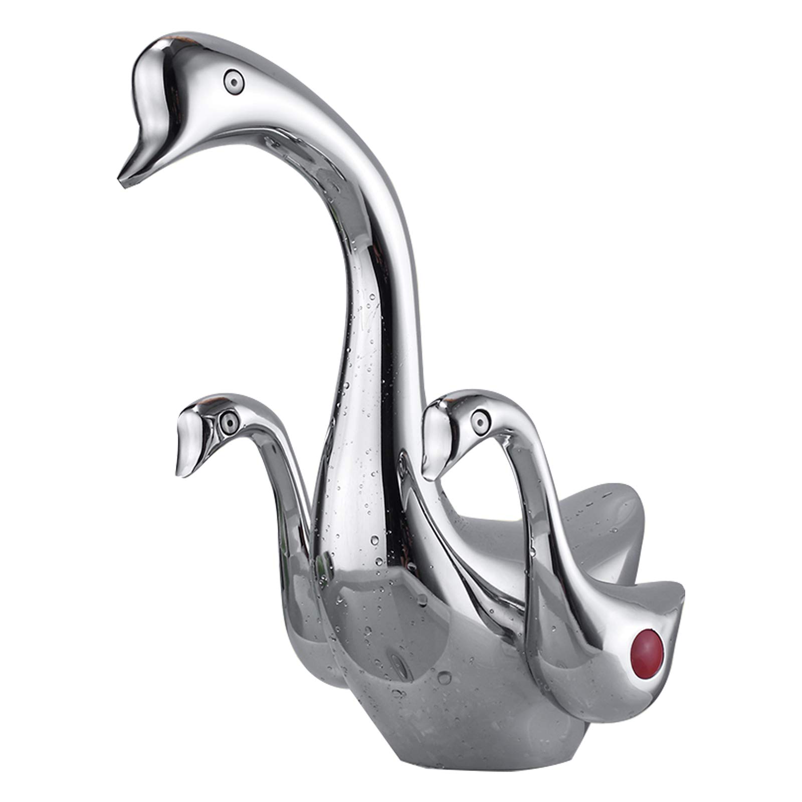 Bathroom Sink Faucet Chrome Dual Handles Lever Swan Duck Goose-Neck ...