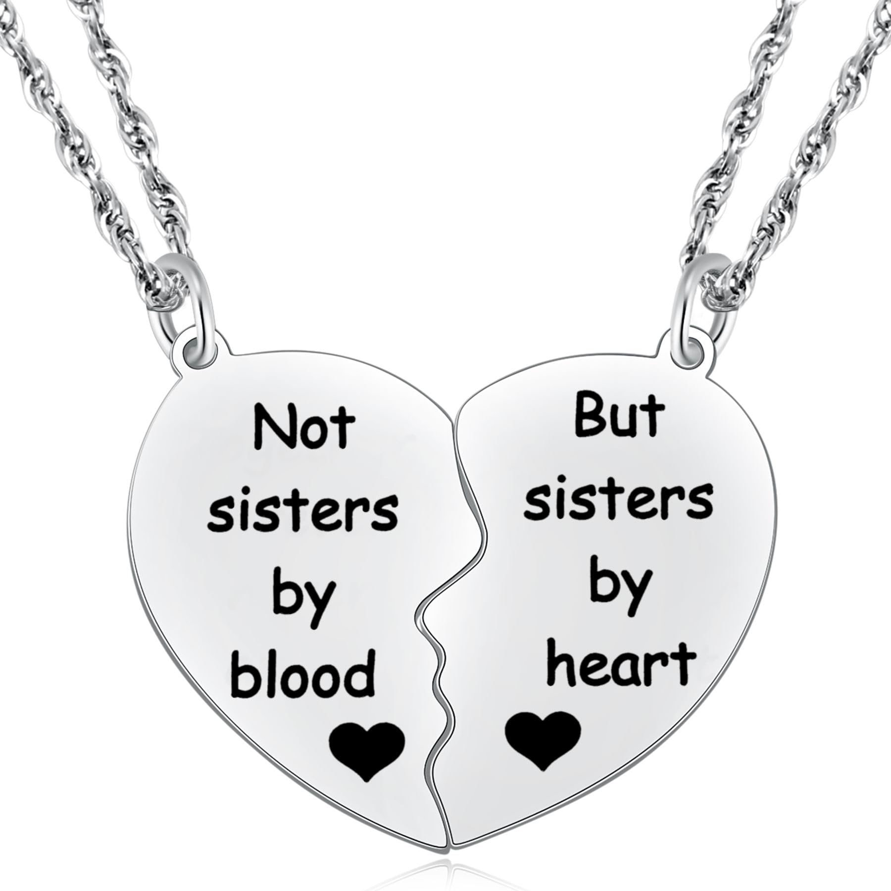 Amazon.com: Aesnefe Heart Shaped Matching Sisters Necklace Set for 2 ...