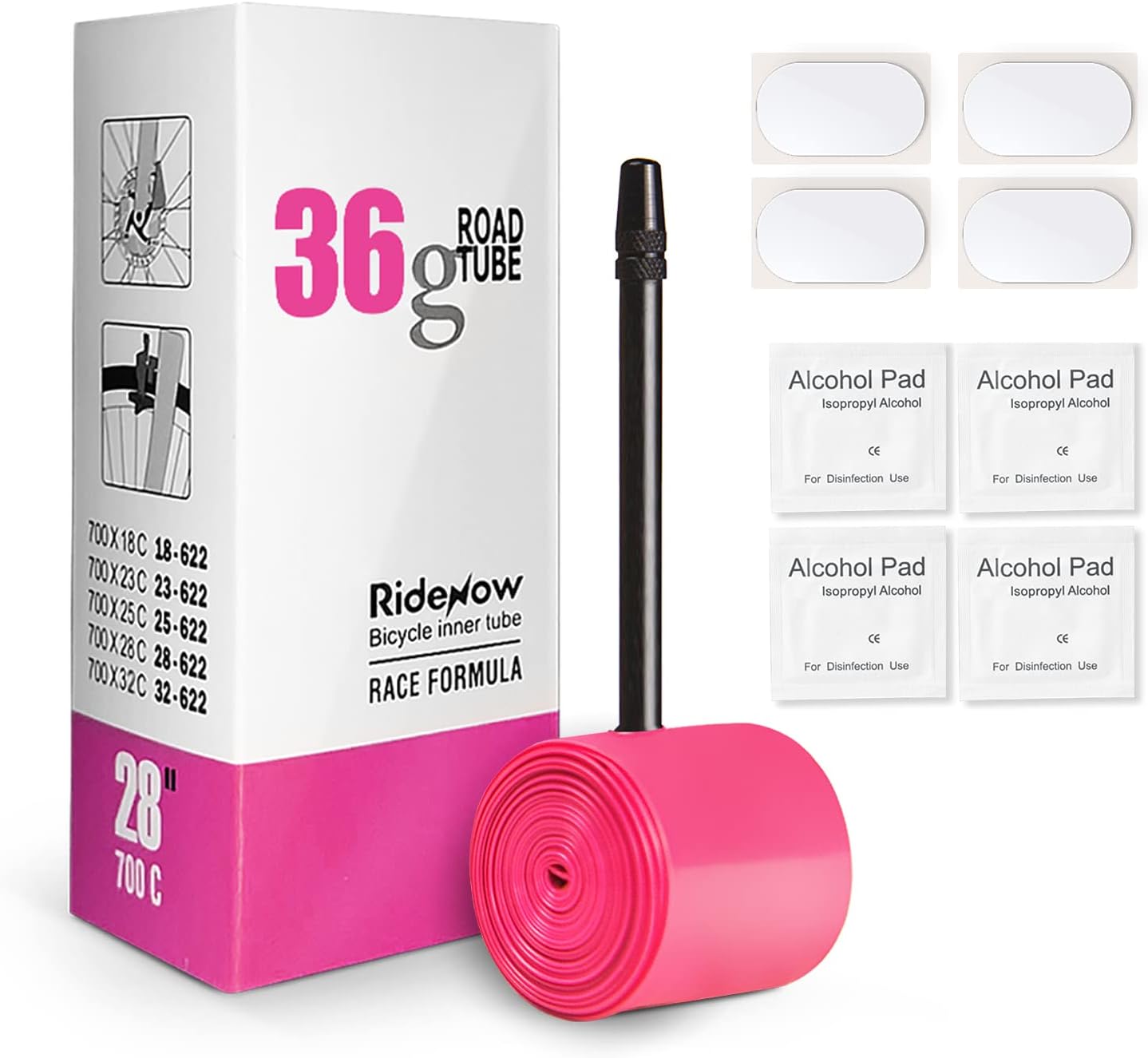 Amazon | 36g超軽量ロードバイクTPUインナーチューブ700Cバイクタイヤ28インチ700×18 23 25 28 30 32cバルブ長フランス65mm超軽量 日本語取扱説明書 (4 ...