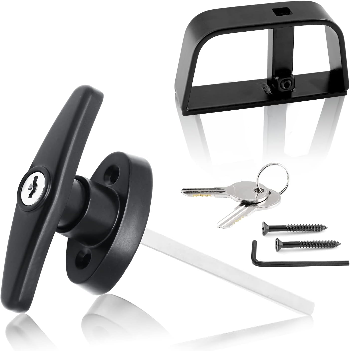 Amazon.com: Black T-Handle Lock, 2 Keys, 4-1/2" Stem, Shed, Barn ...