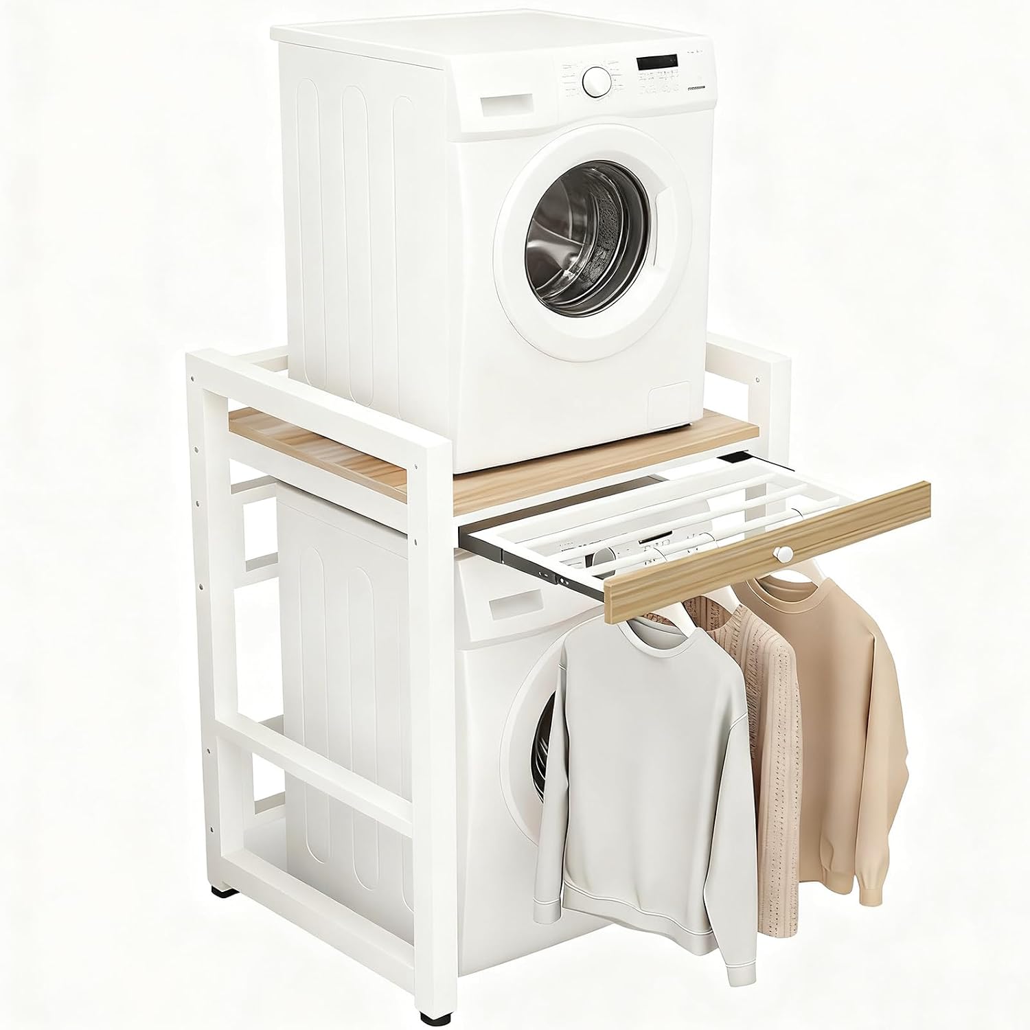 KAIGITE Dryer Stand, Washer Dryer Stacking Rack with Pull Out Drying ...