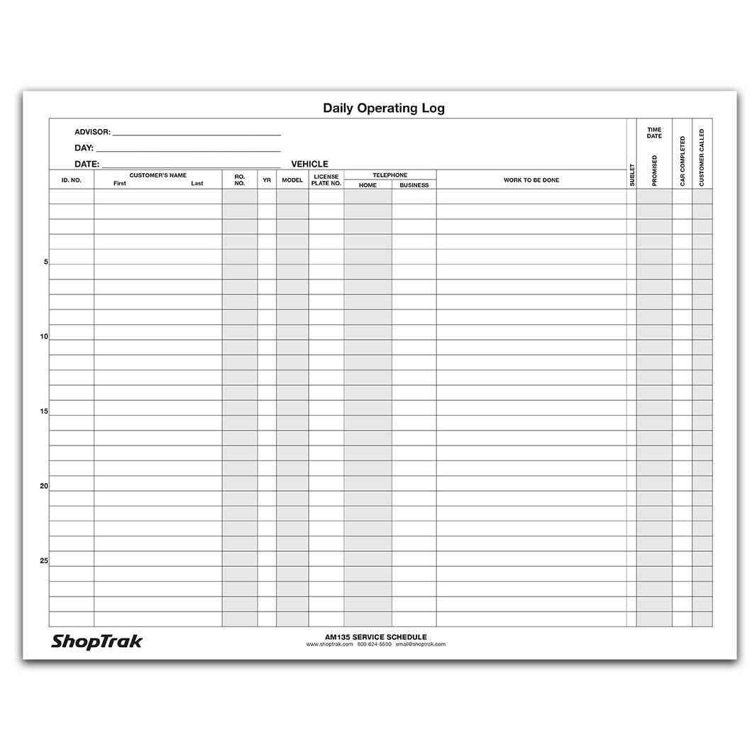 Amazon.com : ShopTrak Service Route Sheet (#AM135) - 50 sheets/pad ...