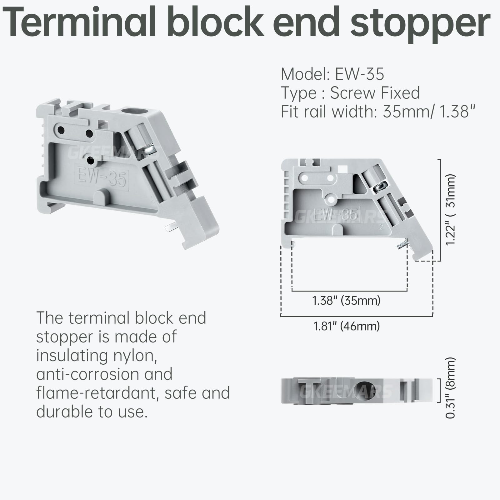 Snapklik.com : GKEEMARS EW-35 DIN Rail Terminal Block End Stopper ...