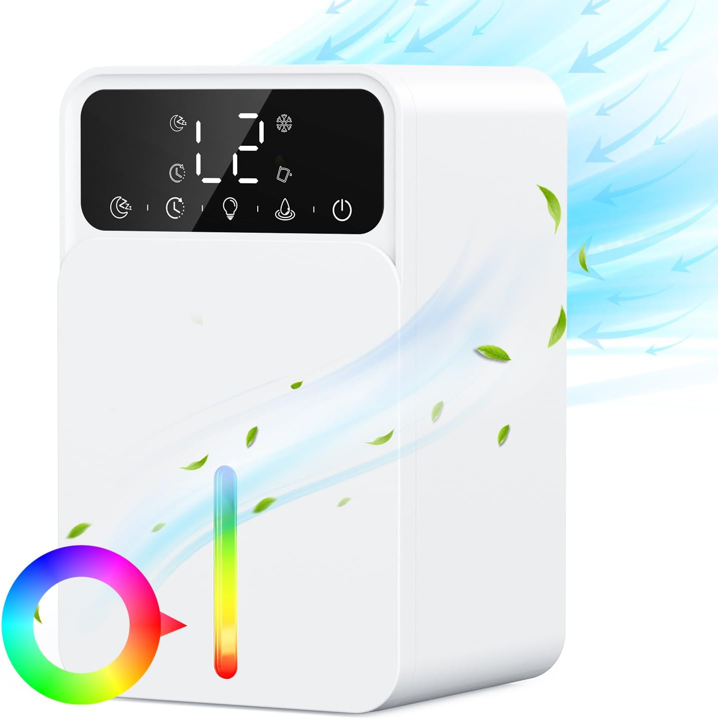 Electric Dehumidifier, Dehumidifier with Sleep Mode, 7 Coloured LED ...