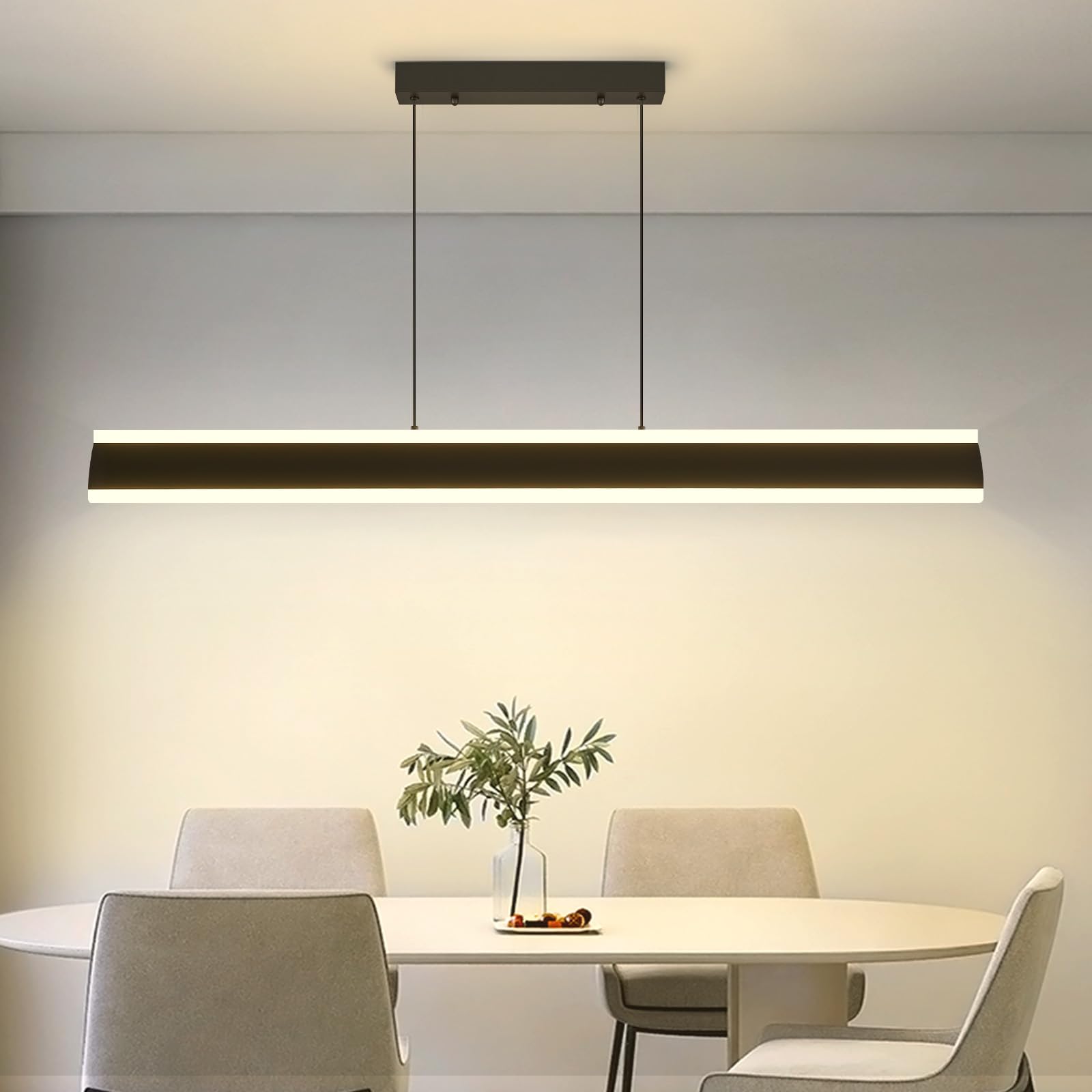 Mikeru 80cm Linear Pendant Light, Remote Control Pendant Light 3000k ...