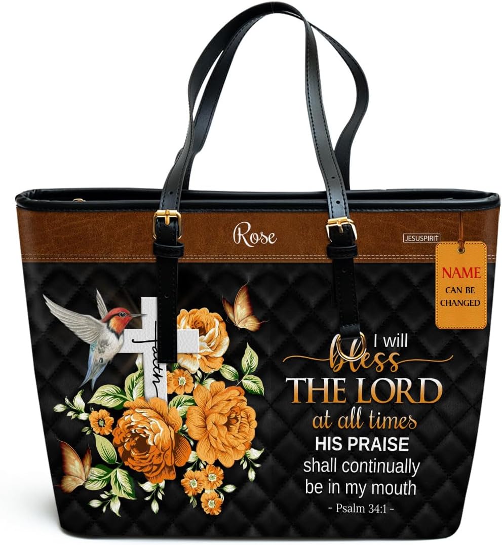 Amazon.com: Jesuspirit Large Leather Tote Bag - Personalized Bible ...