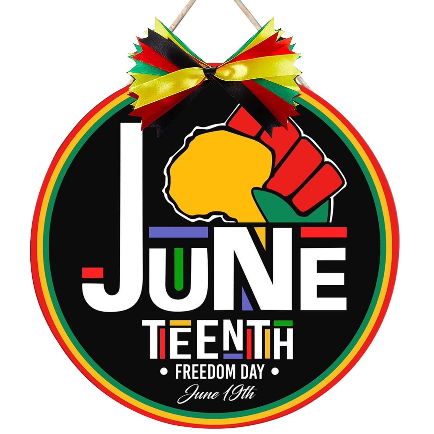 Amazon.com : Happy Juneteenth Decoration Hanging Wooden Sign Round ...