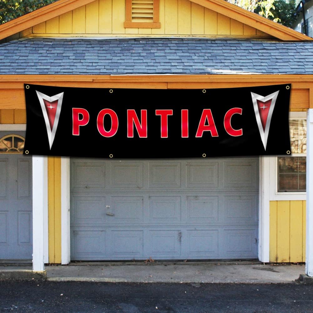 Amazon.com : Pontiac Motors Logo Flag 5' X 3' Vertical Car Banner ...