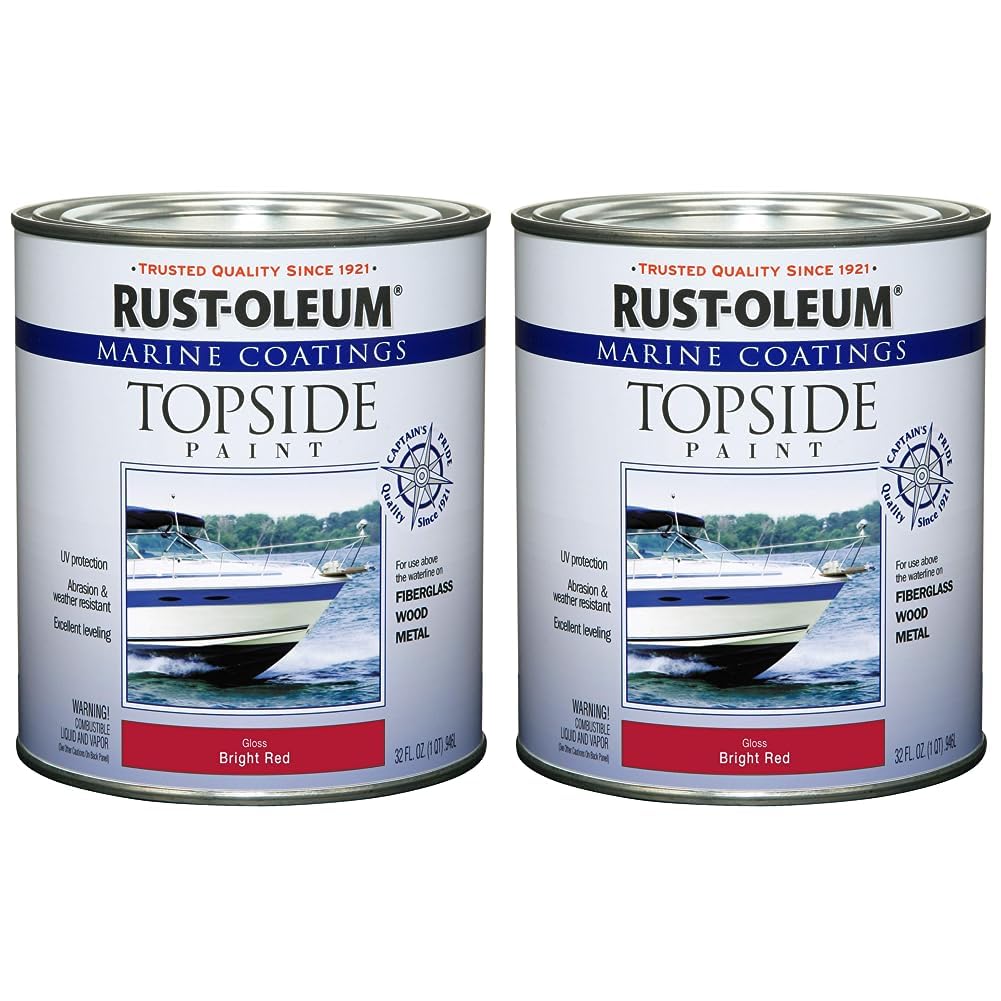 Rust-Oleum, Bright Red 207004 Marine Coatings Topside Paint, Quart, 32 ...