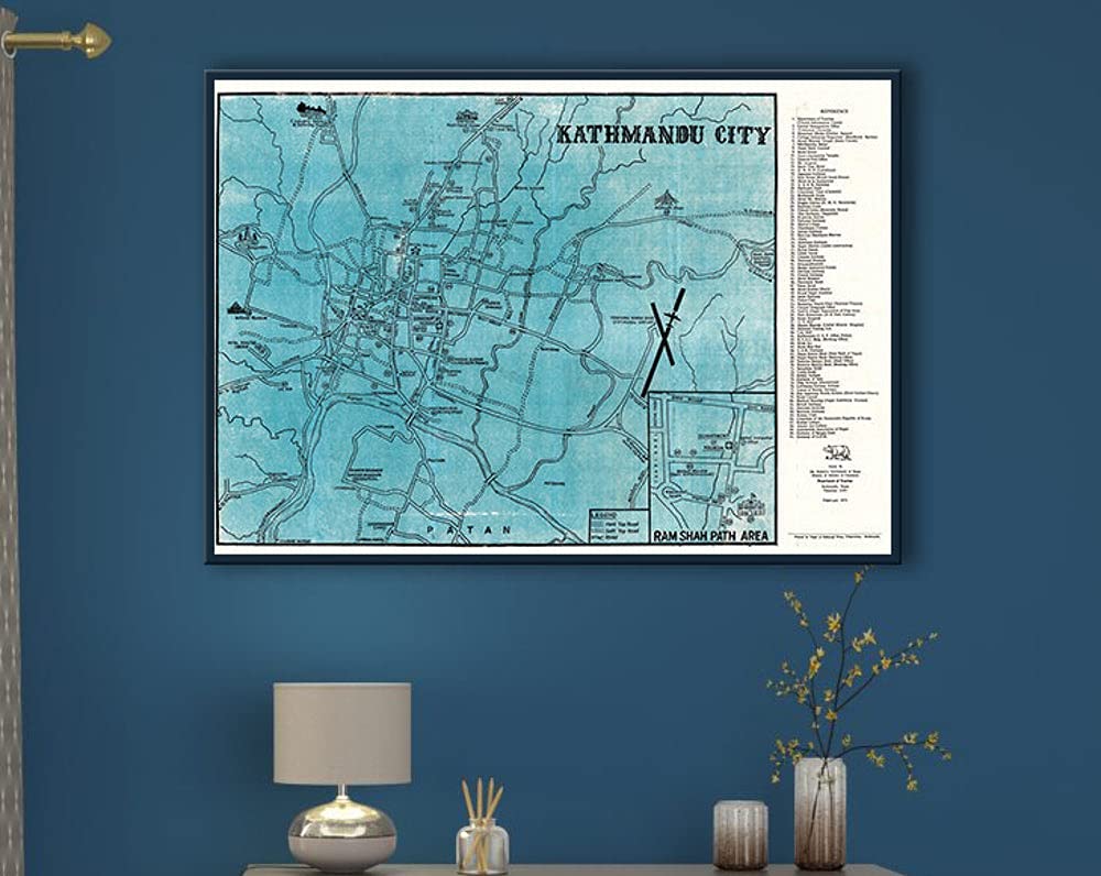 Mg Global Vintage Map Of Kathmandu Old Kathmandu Map Kathmandu ...