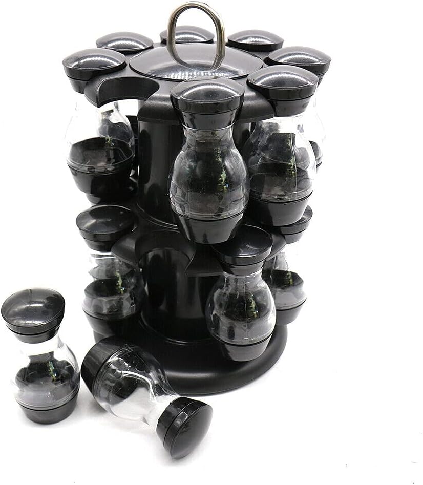 Amazon.com: Kabalo Revolving Rotating 16 Glass Jar Spice Herb Home ...
