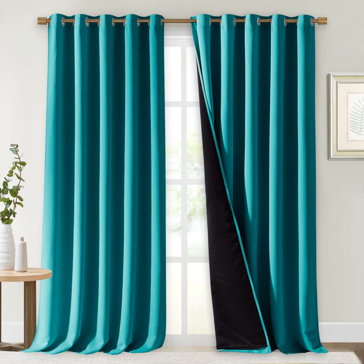 NICETOWN Peacock Teal 100% Blackout Curtains for Windows, Super Heavy ...