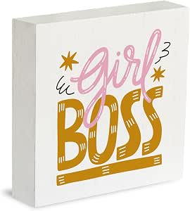 Amazon.com: Boss Lady Gifts Farmhouse Rustic Wooden Box Sign Girl Boss ...