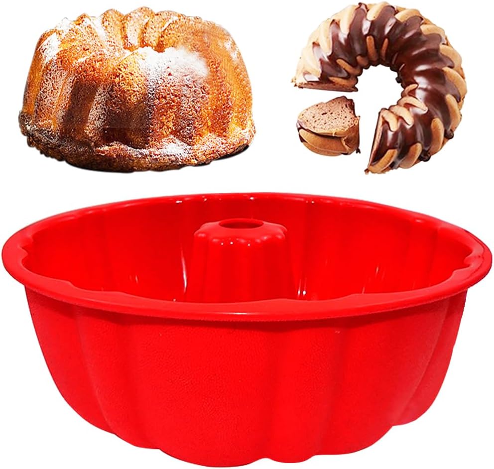 Amazon.com: SILIVO 10 inch Bundt Cake Pans (2 Pack) - Nonstick Silicone ...