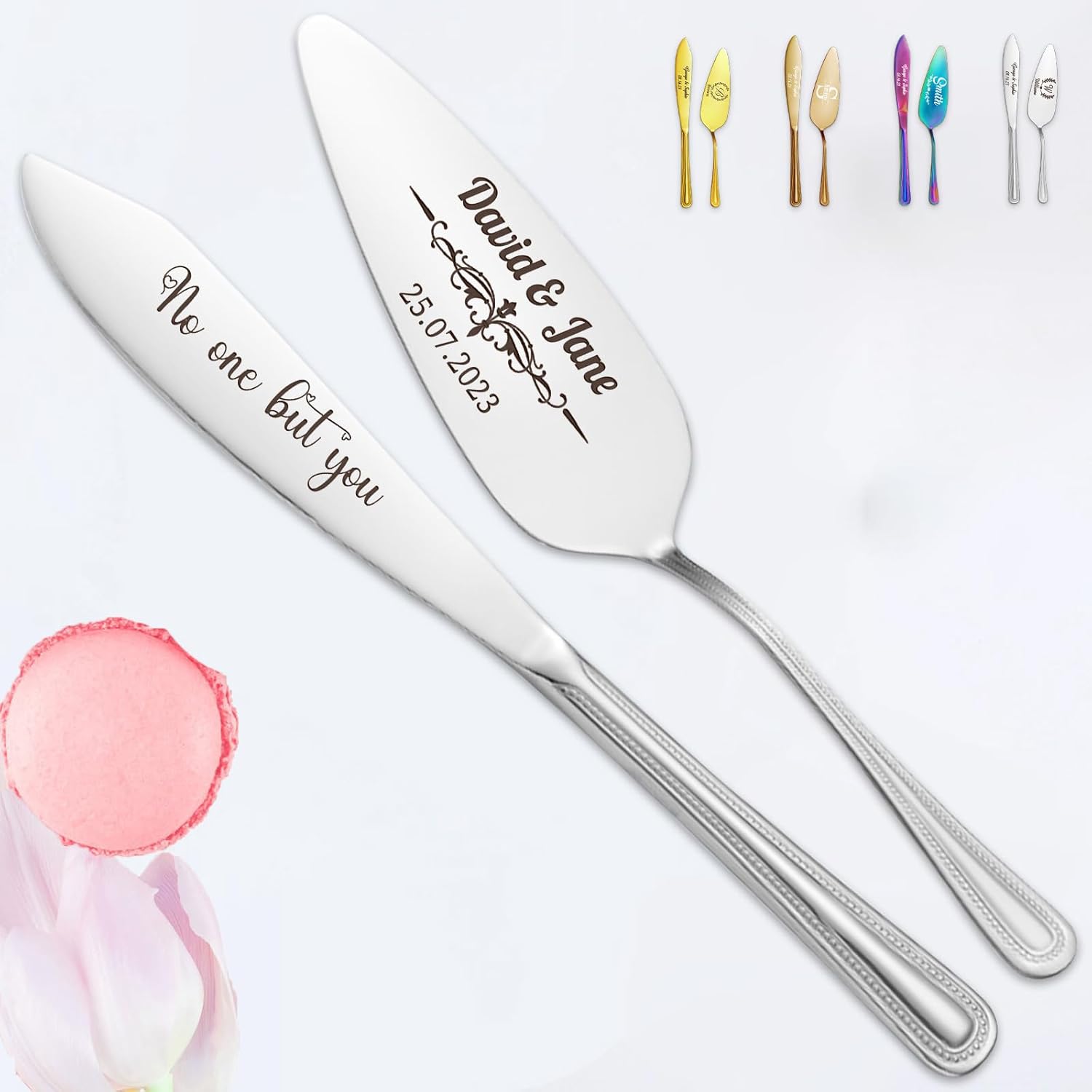 Amazon.com | Personalized Cake Knife and Server Set Custom Engraved ...