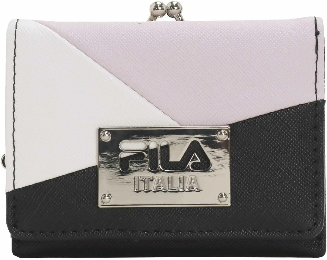 Amazon | [フィラ] 三つ折り財布 がま口 メタルプレート バイカラー メンズ レディース FIMS-0402 (パープル) | 財布