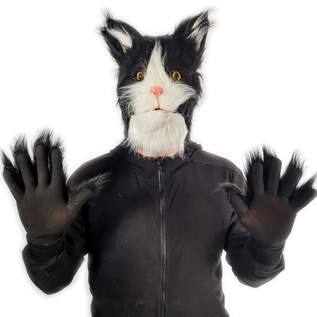 Rubber Johnnies Black And White Furry Cat Mask With Furry | Desertcart ...