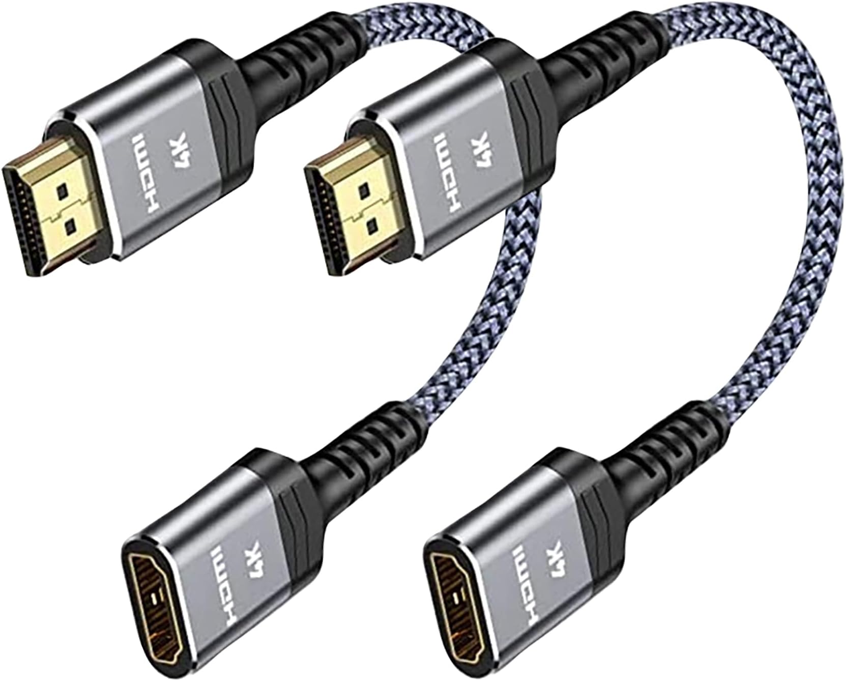 tunghey 2Pack HDMI Extension Cable, 4K 60Hz High Speed HDMI Extender ...