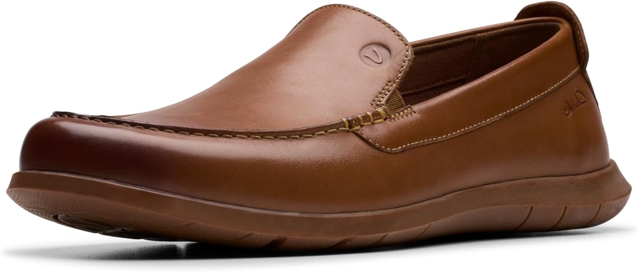 Clarks Flexway Step Men's Loafer, Light Brown/Leather, 6.5 UK : Amazon ...