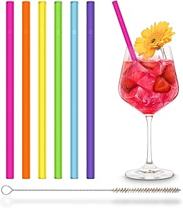 Amazon.com: Halm Glass Straws Neon Colored - 6x Reusable 8 inch ...