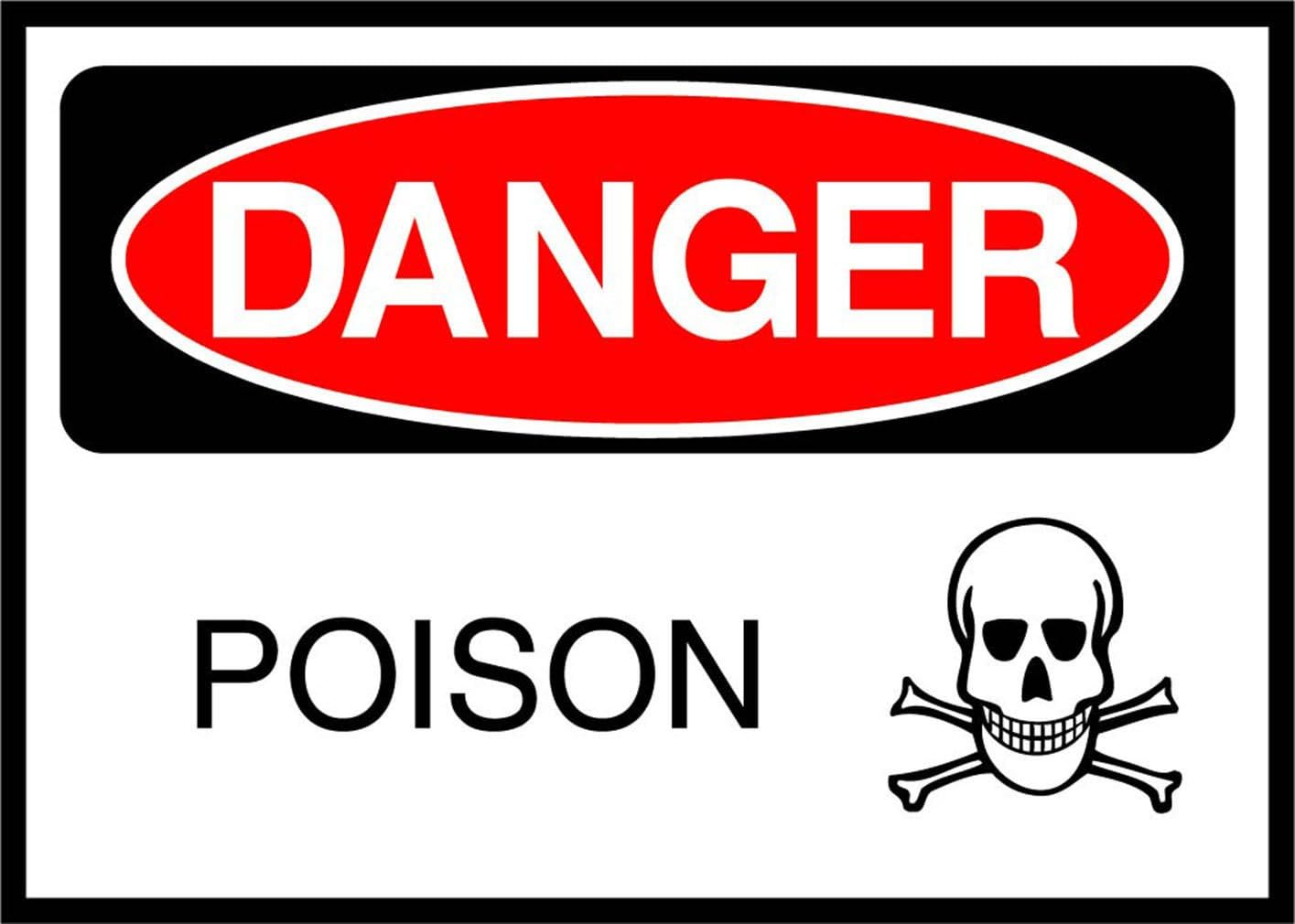 Amazon.com: Poison Danger OSHA / ANSI LABEL DECAL STICKER Sticks to Any ...