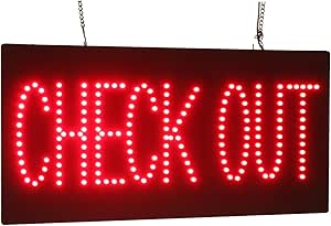 Check Out Sign, 19"x10", 48x24cm, TOPKING, LED, Neon, Florescent ...