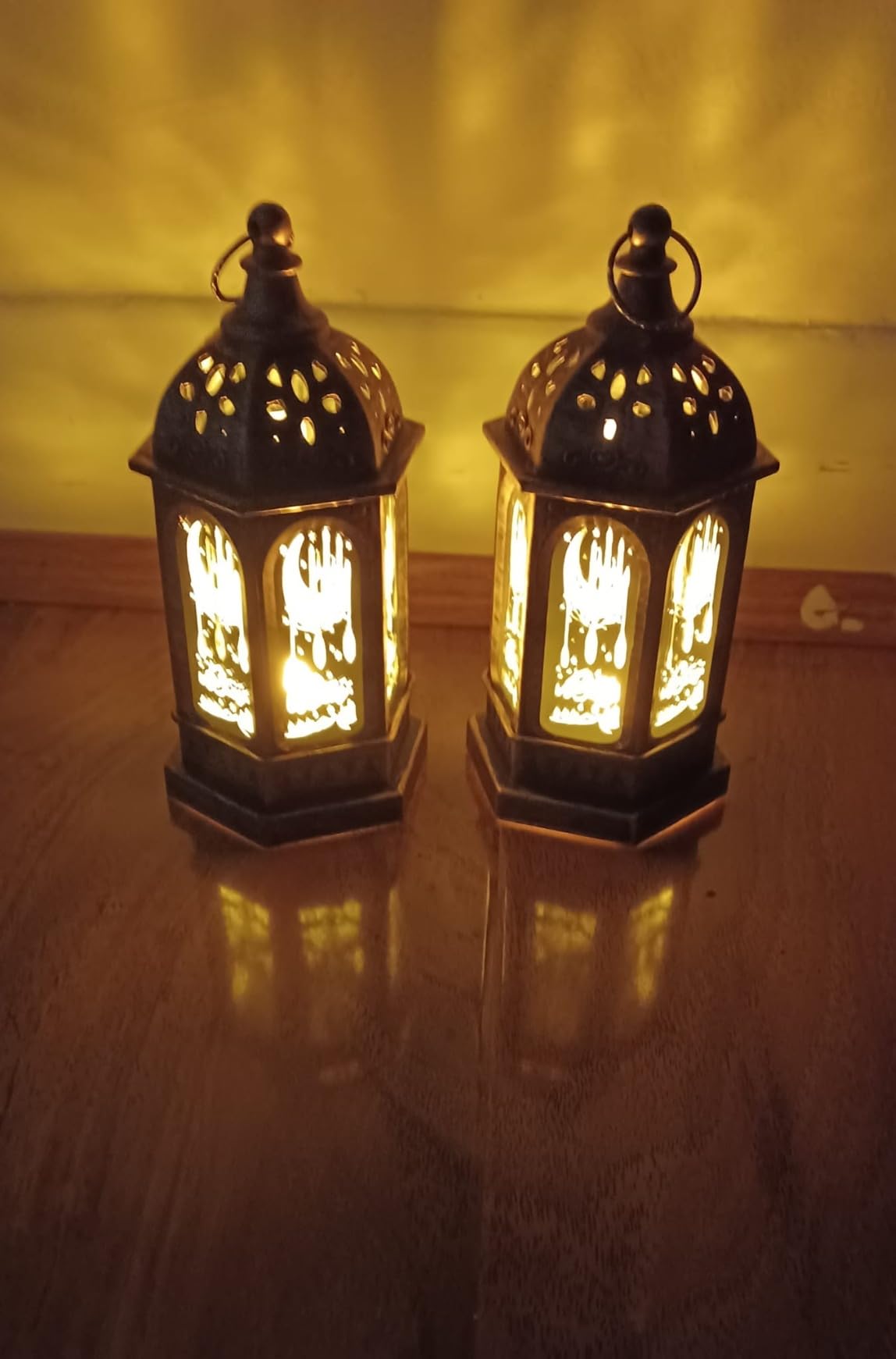 Ramadan Lantern Lights, 4PCS Gold and Bronze Ramadan Decorations ...