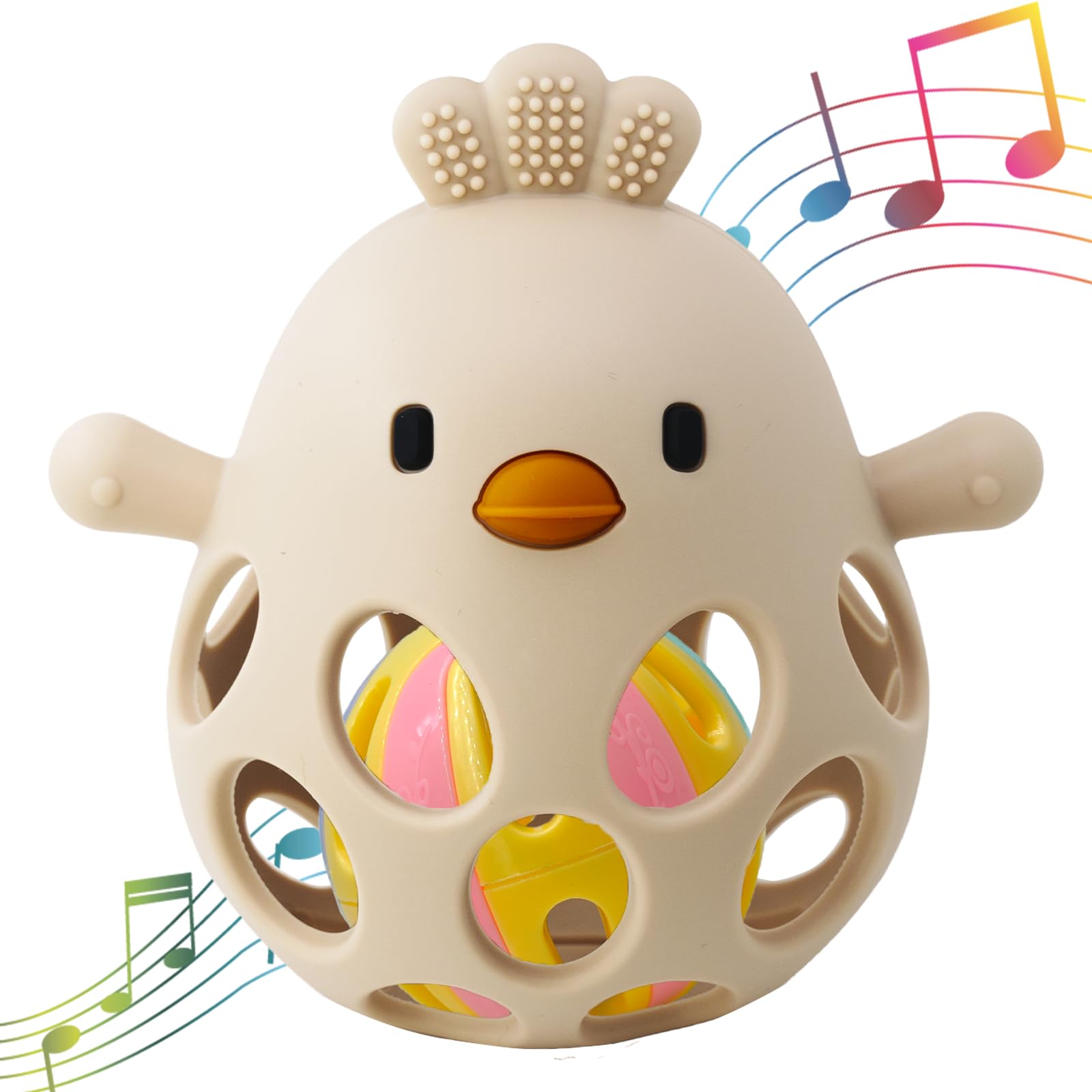 Amazon.com: Baby Teething Rattle Toy, Upgraded Easy Grasp Silicone ...