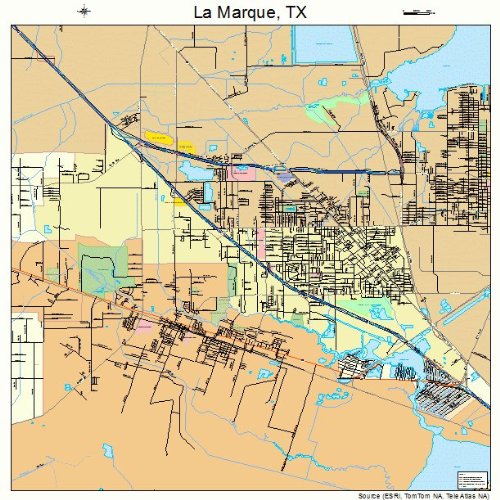 Large Street & Road Map of La Marque, Texas TX - Printed poster size ...