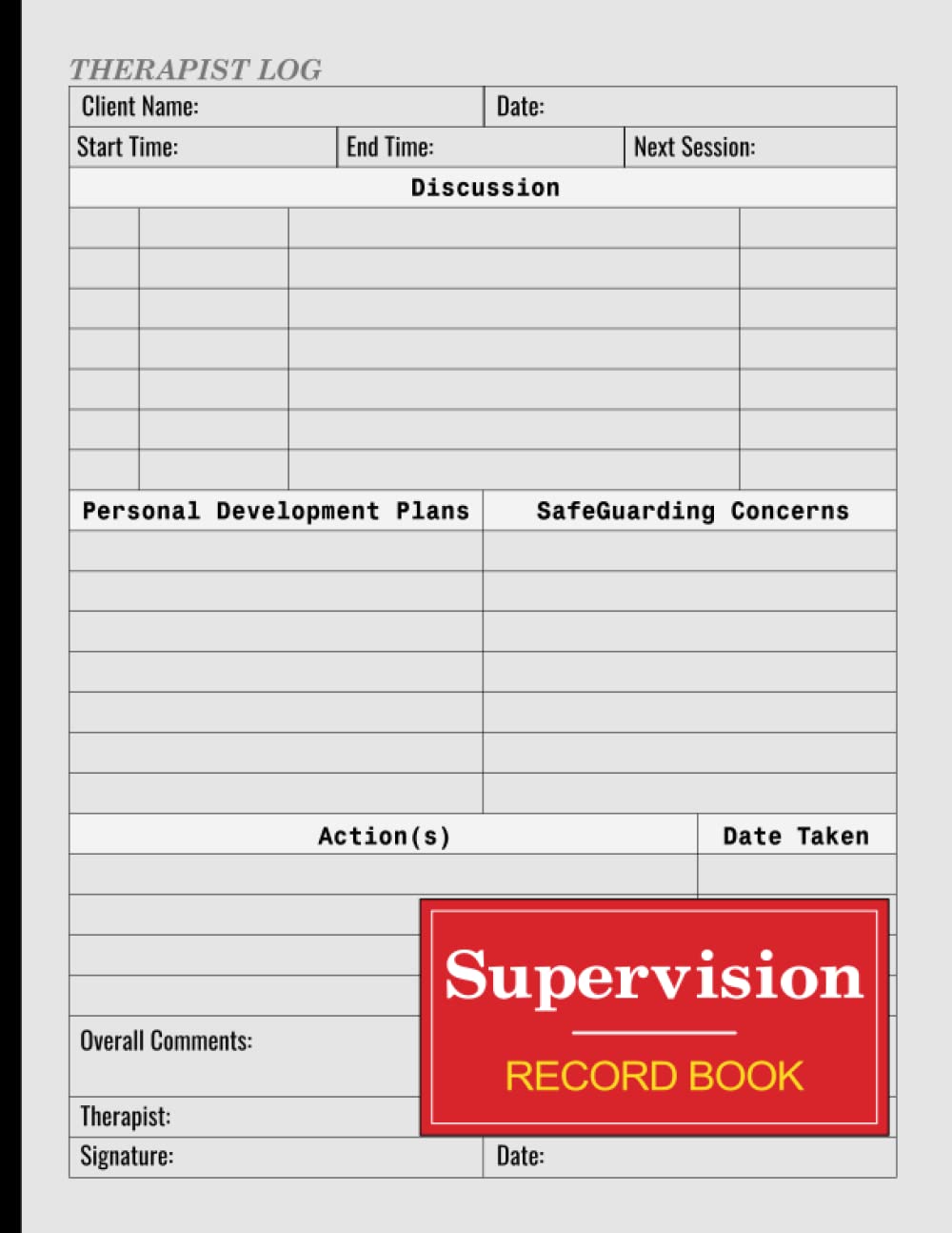 Supervision Record Book: Supervision Note taking Log Book, Supervisor ...
