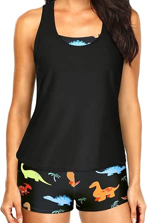 Amazon.com: Yonique 3 Piece Womens Tankini Swimsuits with Shorts ...