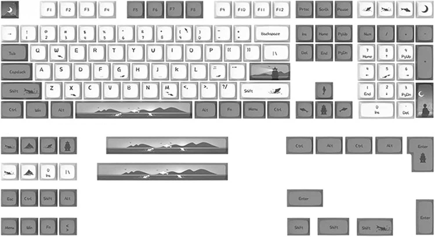 130 Keys PBT Keycaps XDA Profile DYE SUB Personalized Electronic Game ...