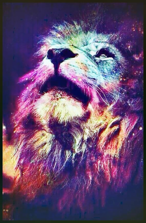 Animals Poster 'Multicolor Lion - Infographic Element' Paper Poster ...