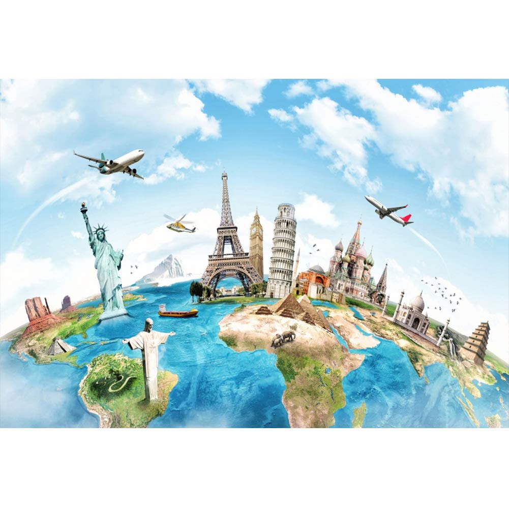 Buy Yeele 8x6ft Globe Travel Backdrop Earth Worldwide Continent Famous ...