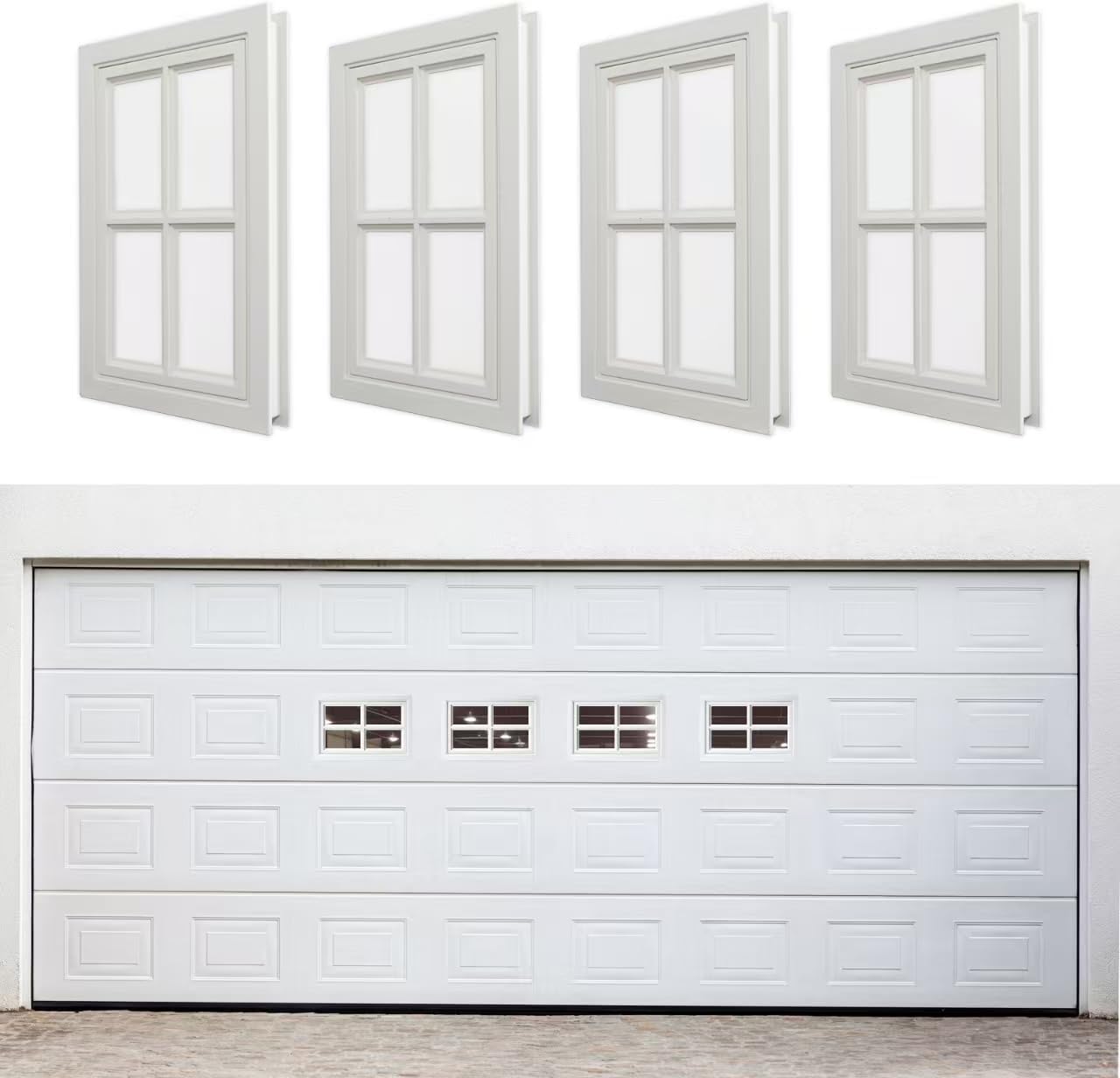 Yuzzy Garage Door Windows Kit, 4 Pack Replacement Vinyl Window Inserts ...
