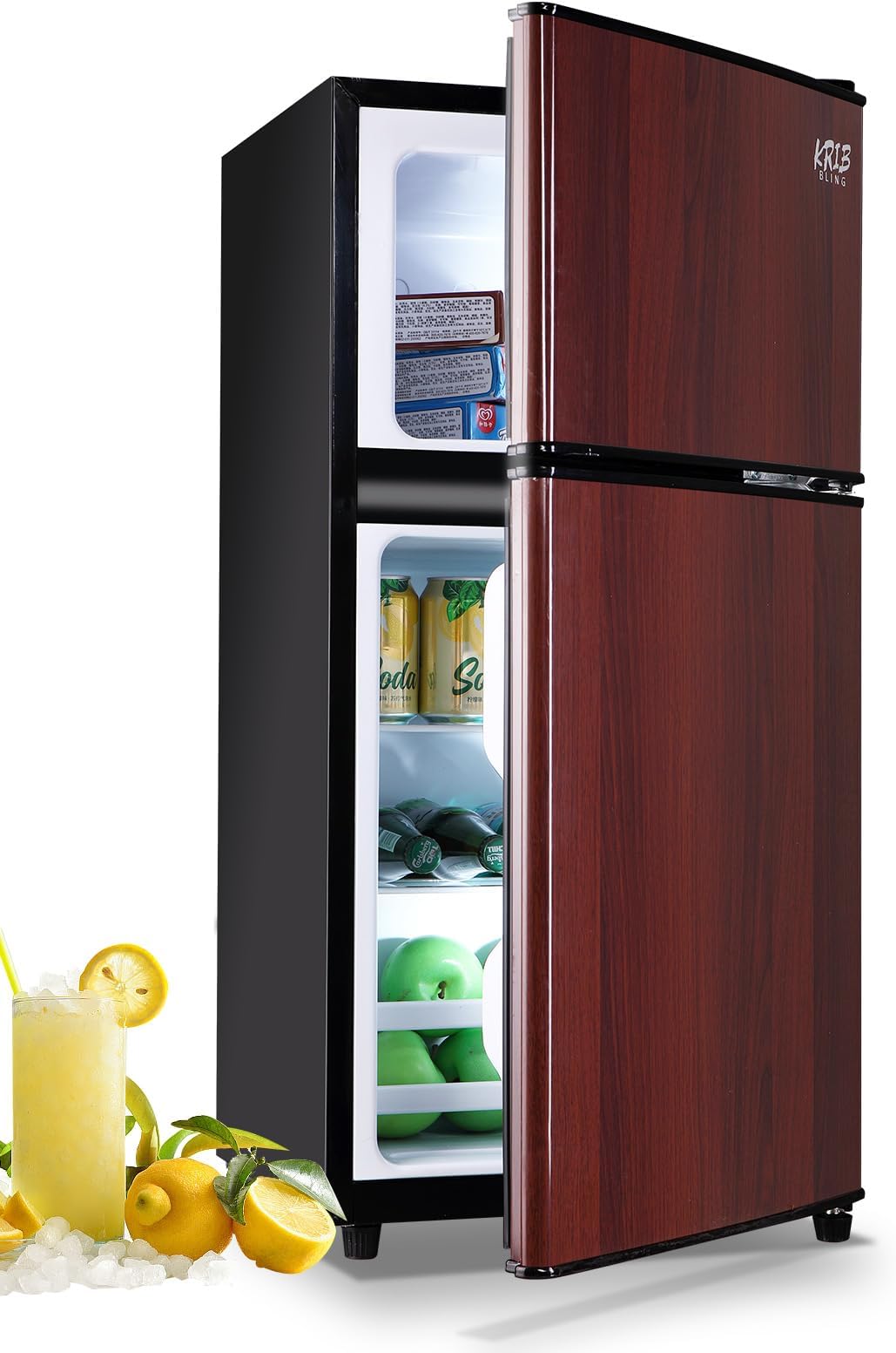 Amazon.com: KRIB BLING 3.5 Cu.Ft Refrigerator with Freezer Double Door ...