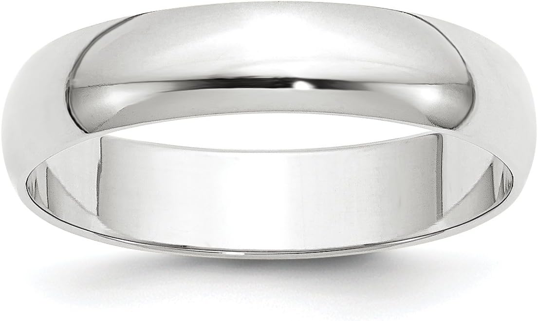 Amazon.com: IceCarats 14K Solid White Gold 5mm Half Round Plain Classic ...
