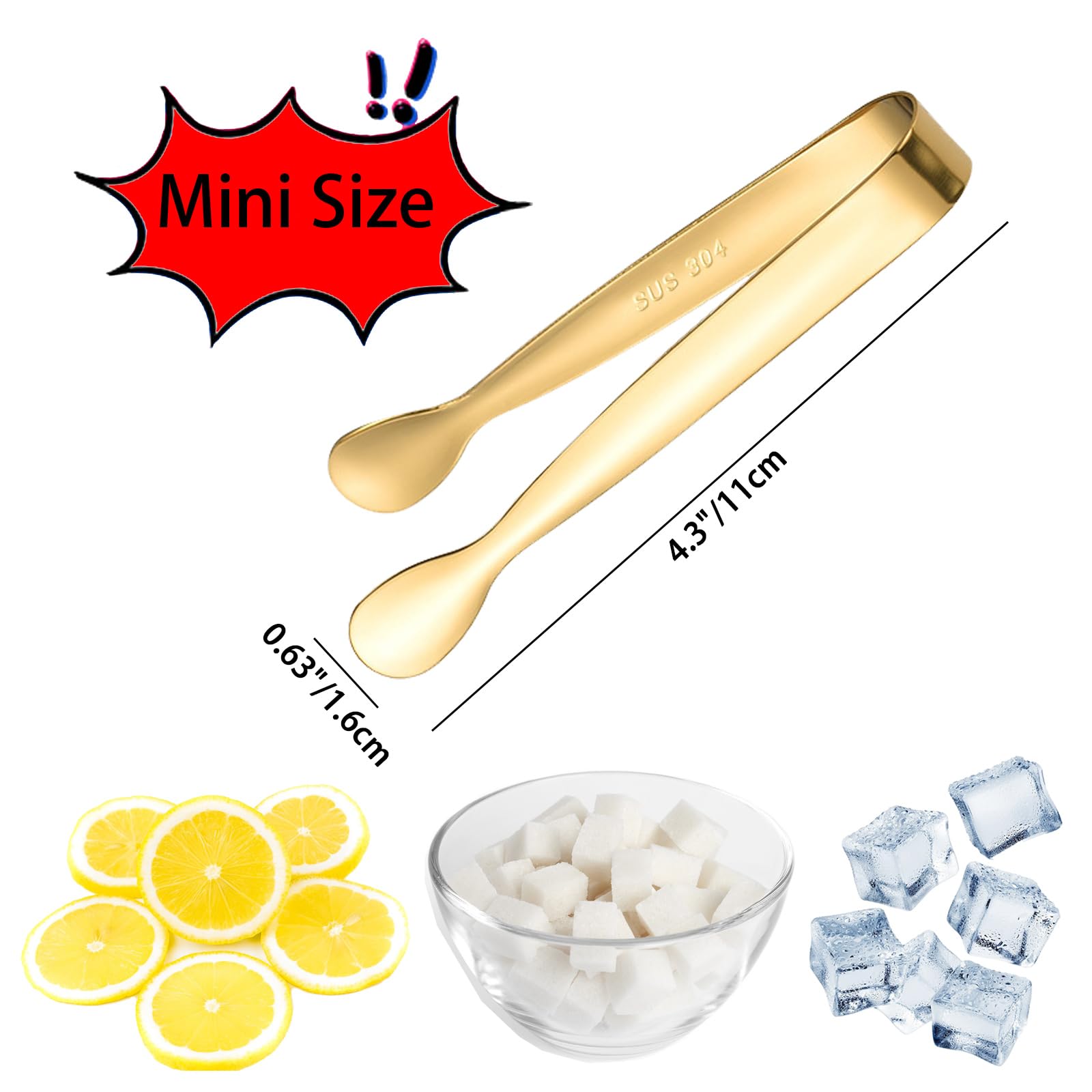 Snapklik.com : 8PCS Gold Mini Metal Tongs, 4.3" Stainless Steel Tiny ...