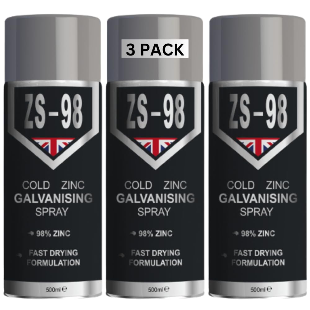 ZS-98 Cold Zinc Bright Galvanising Aerosol Spray Paint 3x500ml : Amazon ...